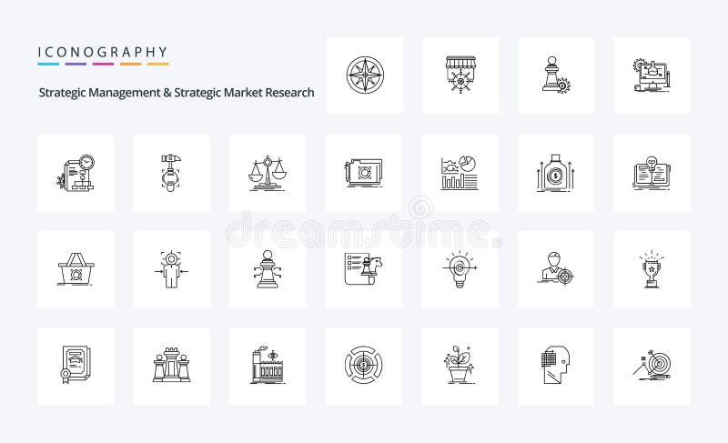 25 Strategic Management and Strategic Market Research Line Icon Pack ...