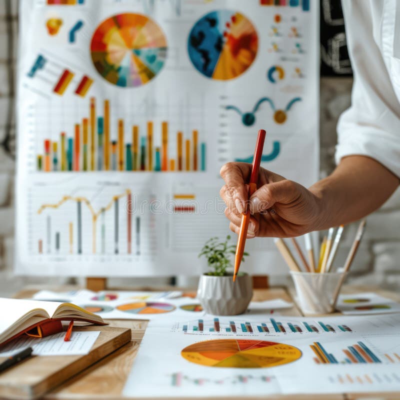 Marketing Professional: Digital Elements and Graphs on Clean White ...