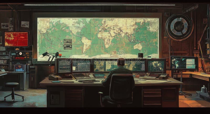 Strategic Military Command Center with Global Mapping Technology Stock ...