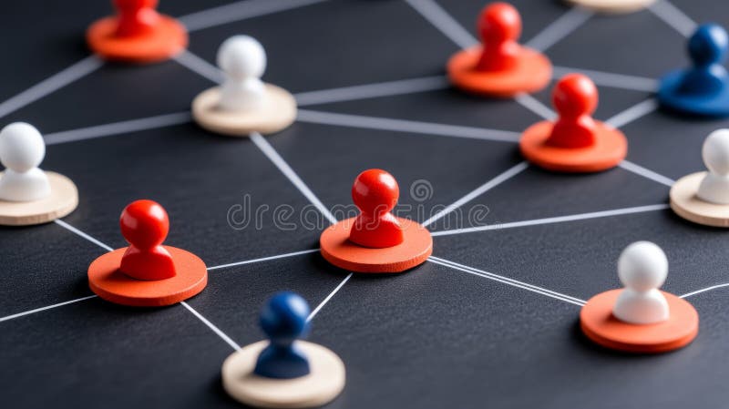 Strategic Network Model with Red and White Game Pieces Symbolizing ...