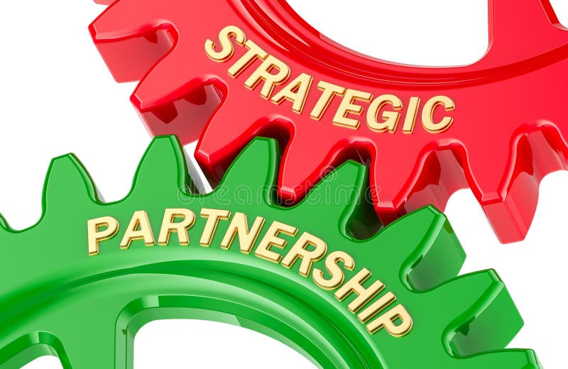 Strategic Partnership, Concept with Colored Gearwheels. 3D Rendering ...