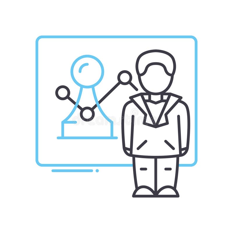Strategic Plan Presentation Line Icon, Outline Symbol, Vector ...