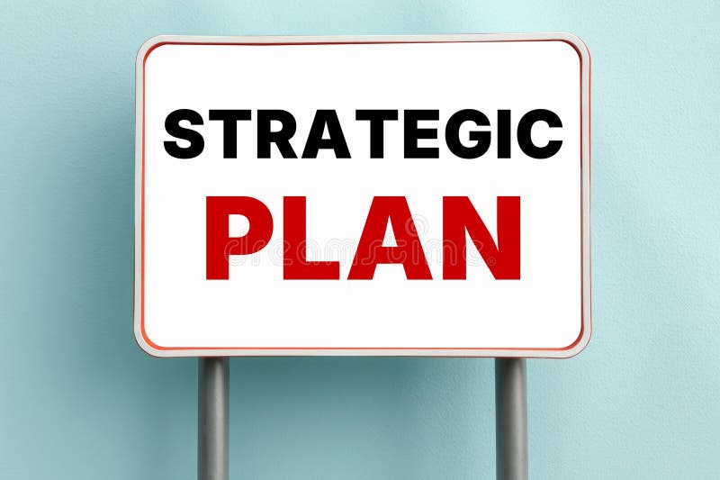 Strategic Plan Word Text on Sign Symbolic Background Stock Illustration ...