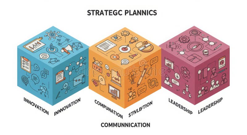 Strategic Plannic Cubes Illustrating Innovation, Communication Stock ...
