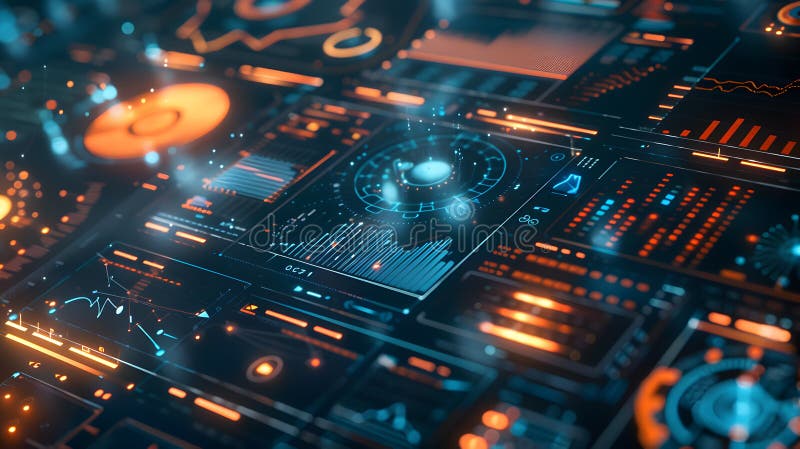 Strategic Planning Analysis Futuristic Data Displays. Stock ...