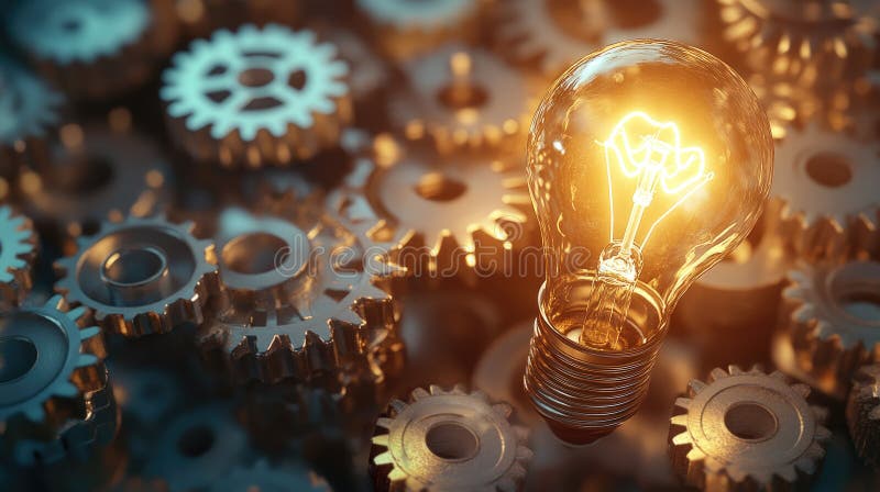Strategic Planning Concept, Light Bulb and Cogwheels Stock Illustration ...
