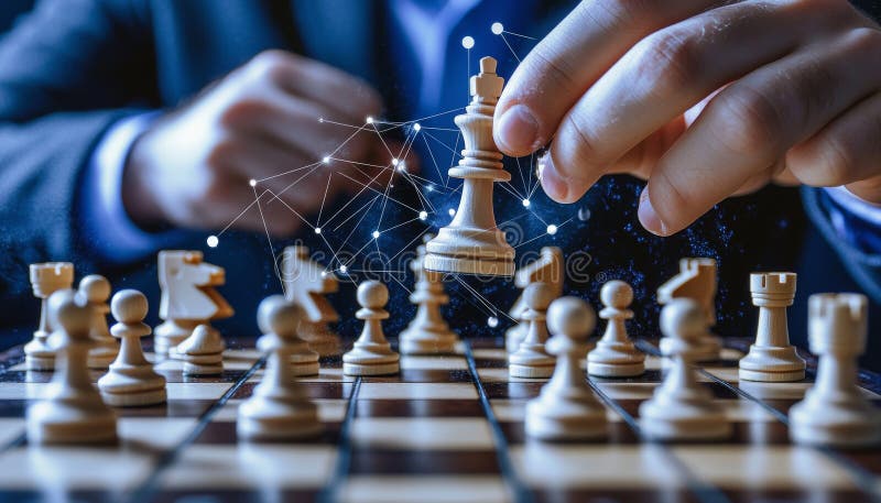Strategic Planning Hand Moving King Chess Piece on Board, Double ...