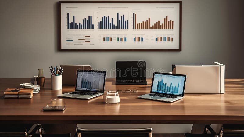 Strategic Planning in a Modern Conference Room: Color-coded Documents ...