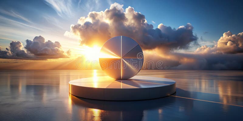 Strategic Planning at Sunset a Circular Chart on a Calm Ocean Platform ...