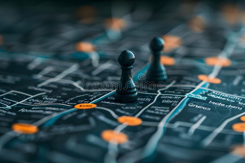 Strategic Planning, Visualizing Routes and Goals with Chess Pieces on a ...