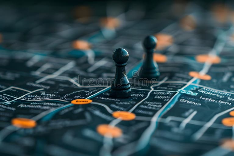 Strategic Planning, Visualizing Routes and Goals with Chess Pieces on a ...