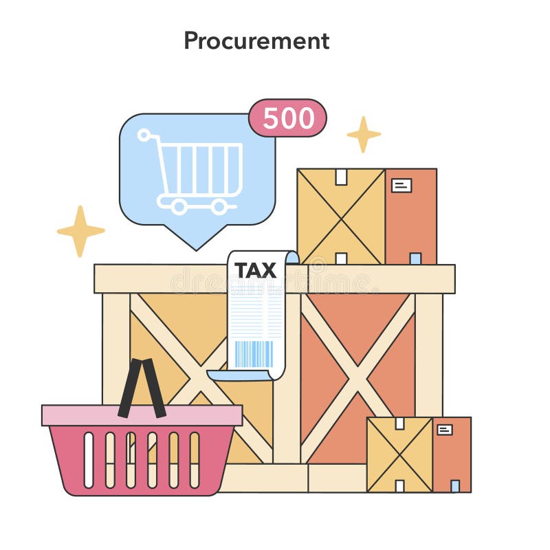 Strategic Procurement Process. Flat Vector Illustration. Stock Illustration - Illustration of ...
