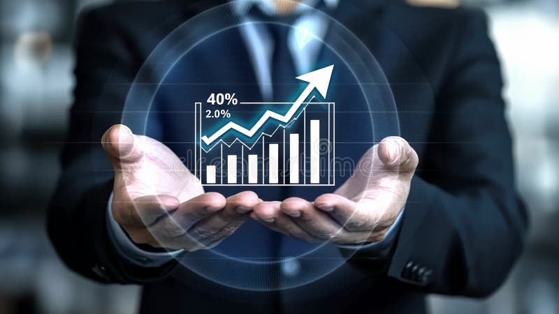 Strategic Progress: Rising Trends, Data Growth, Glowing Arrows ...