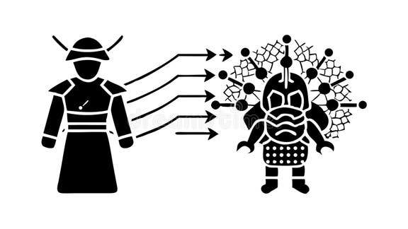 Strategic Samurai: Wisdom Complex Systems, Flat Icon, Vector Design ...