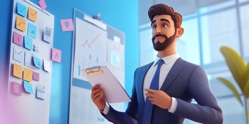 Strategic Team Coordination Shown in 3D As a Professional Manager Plans ...