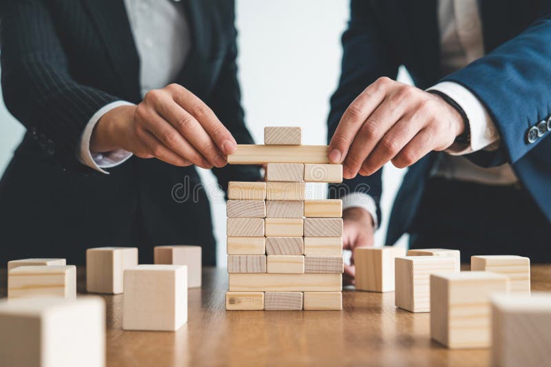 Business Strategy Risk Management Teamwork Concept Building Blocks ...