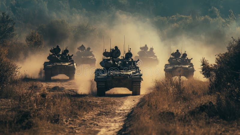Strategically Advancing Combat Ready Military Unit in Formation during ...