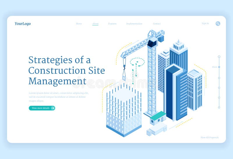 Strategies of Construction Site Management Stock Vector - Illustration ...