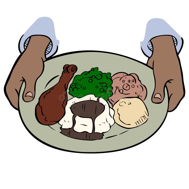 Hands Holding Plate of Food Stock Illustration - Illustration of plate ...