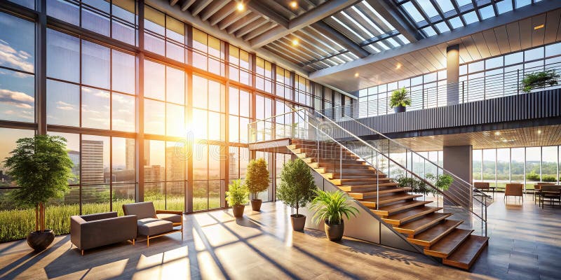 Strategizing for Success a Modern Office Staircase Illustrates Business ...