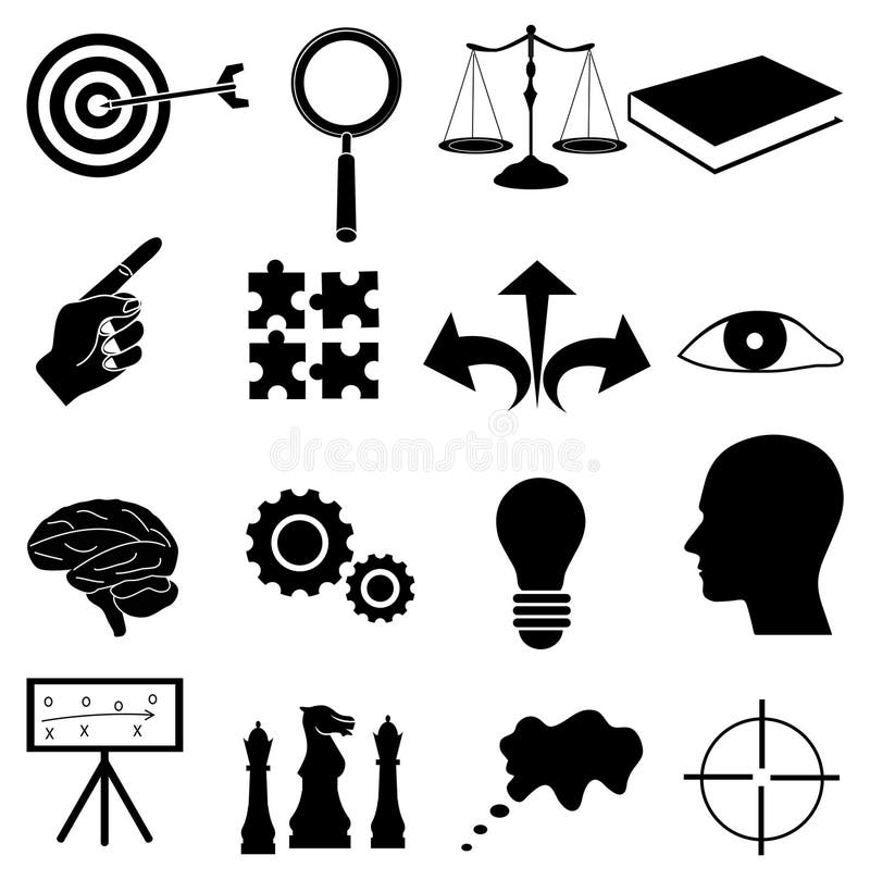 Strategy Achieve Goals Icons Set Stock Vector - Illustration of ...