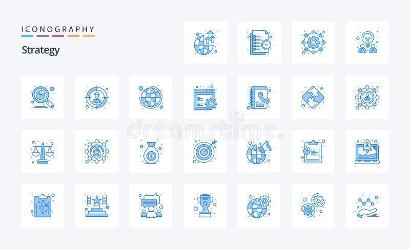 25 Strategy Blue icon pack stock vector. Illustration of scale - 264564489
