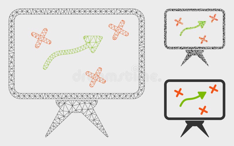 Strategy Board Vector Mesh Wire Frame Model and Triangle Mosaic Icon ...