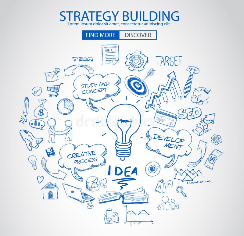 Strategy Building Concept with Doodle Design Style Stock Vector ...