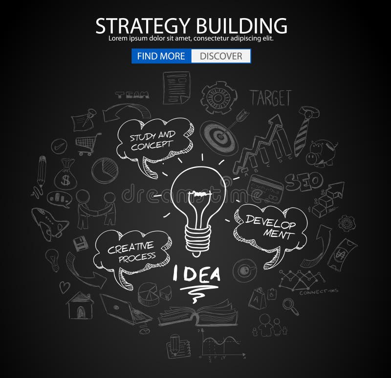 Strategy Building Concept with Doodle Design Style :finding Solution ...