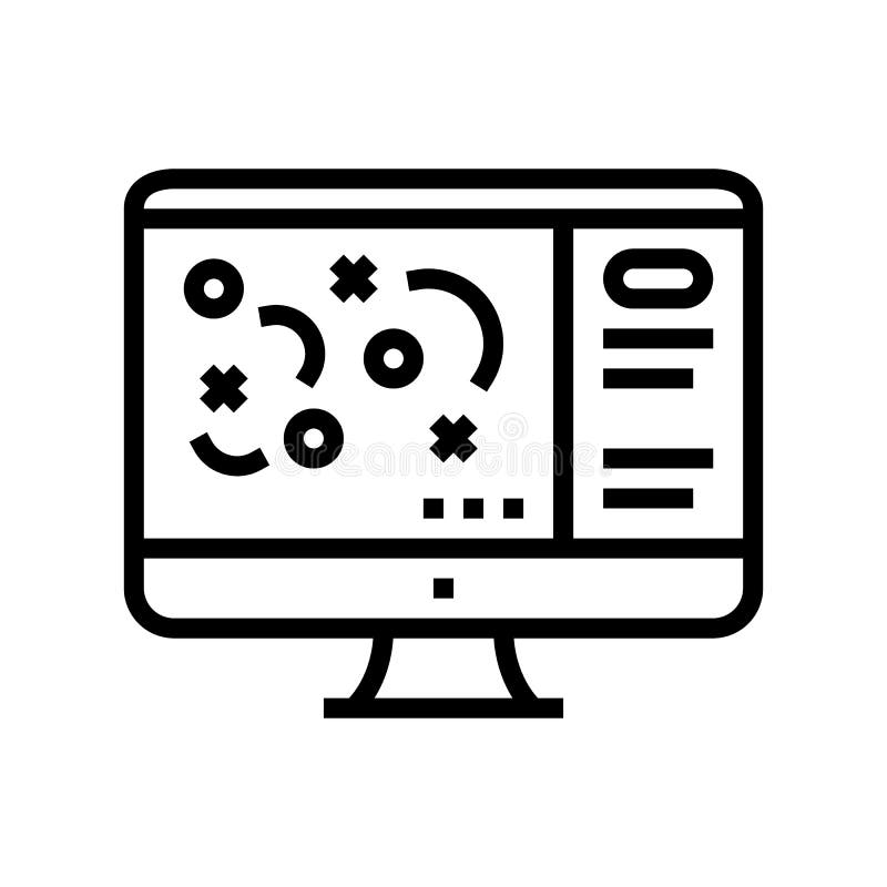 Strategy on Computer Screen Line Icon Vector Illustration Stock Vector ...