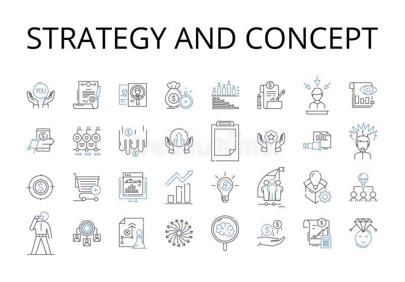 Strategy and Concept Line Icons Collection. Plan and Scheme, Idea and ...