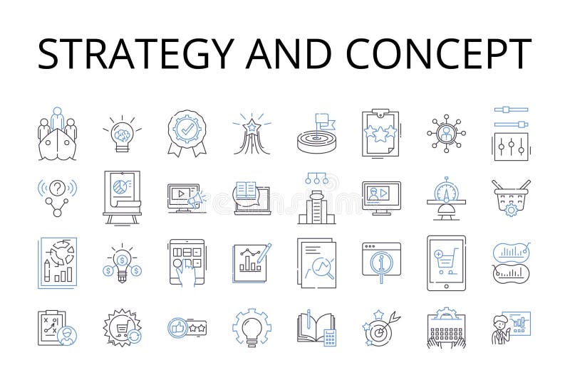 Strategy and Concept Line Icons Collection. Plan and Scheme, Idea and ...