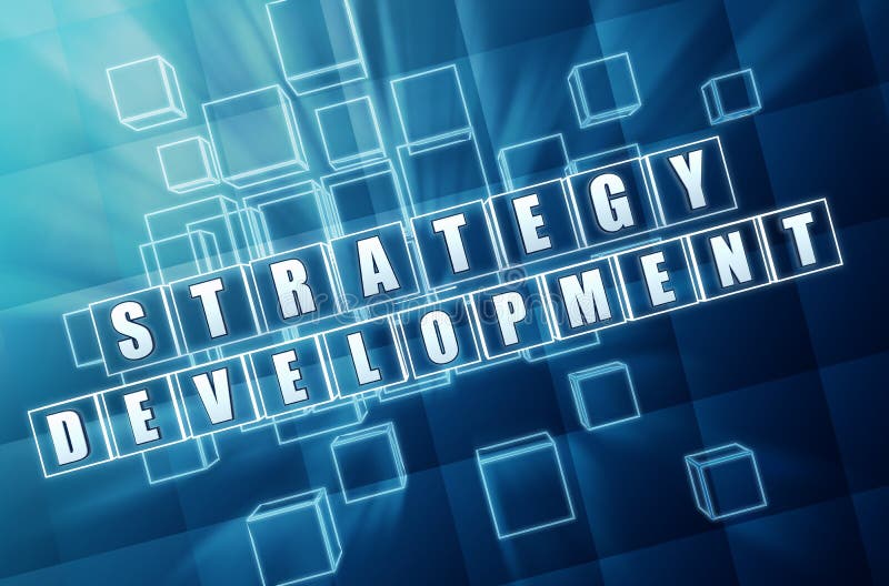 Strategy Development in Blue Glass Cubes Stock Illustration ...