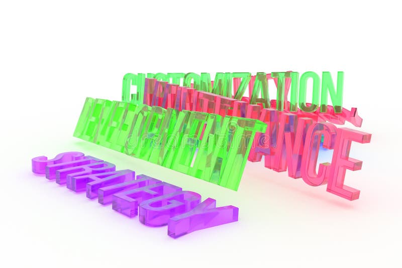 Strategy, Development, Business Conceptual Colorful 3D Rendered Words ...