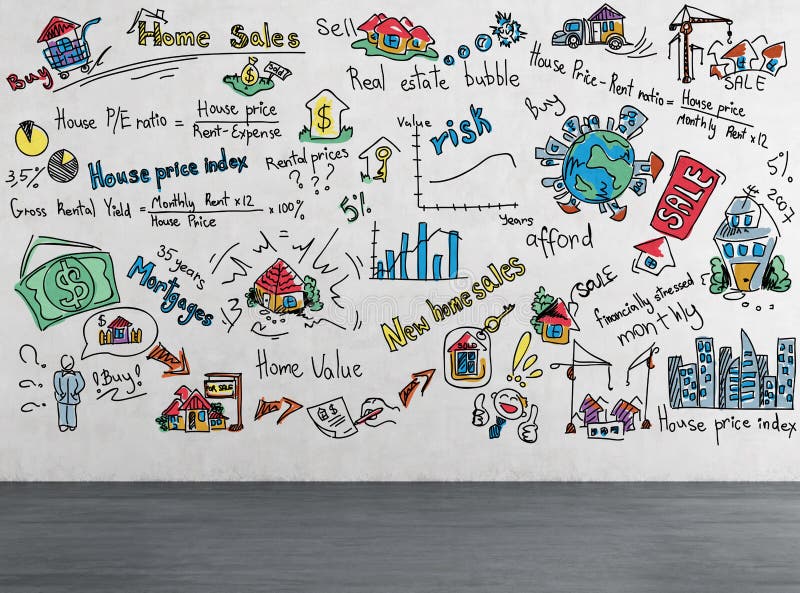 Strategy drawing on wall stock photo. Image of drawing - 48311890