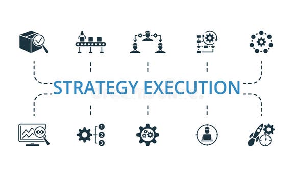 Strategy Execution Icon Set. Monochrome Simple Strategy Execution Icon ...
