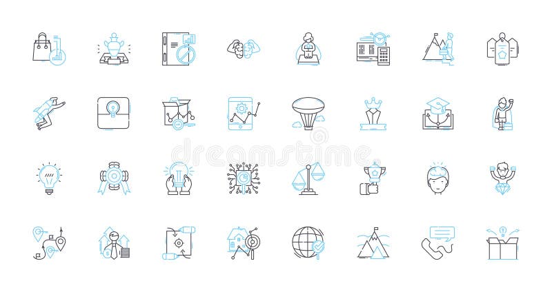 Strategy Formulation Linear Icons Set. Analysis, Planning, Tactics, Vision, Execution, Goals ...