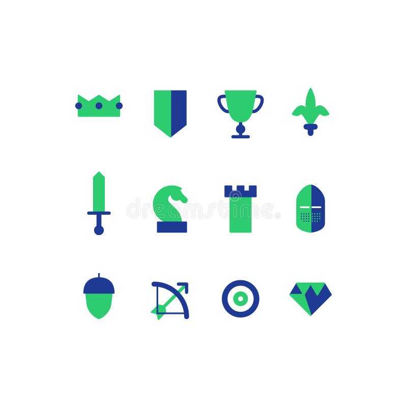 Strategy game icons set stock vector. Illustration of medieval - 80879646