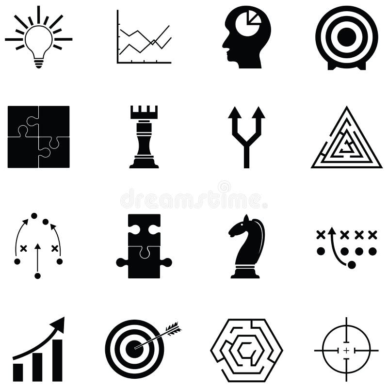 Strategy icon set stock vector. Illustration of sign - 120572320