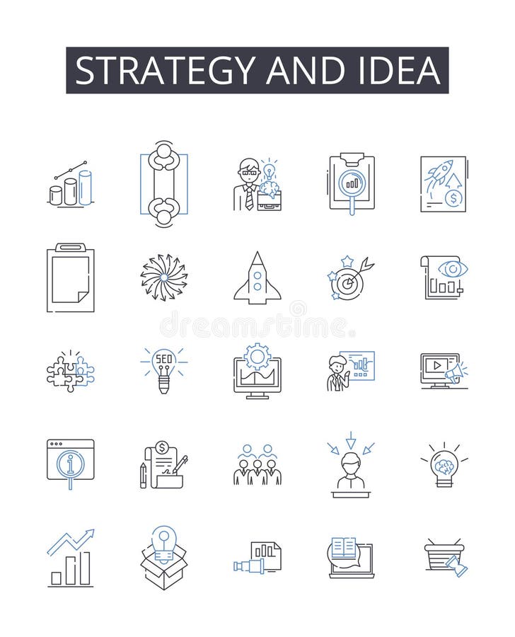 Strategy and Idea Line Icons Collection. Purpose and Objective, Vision ...