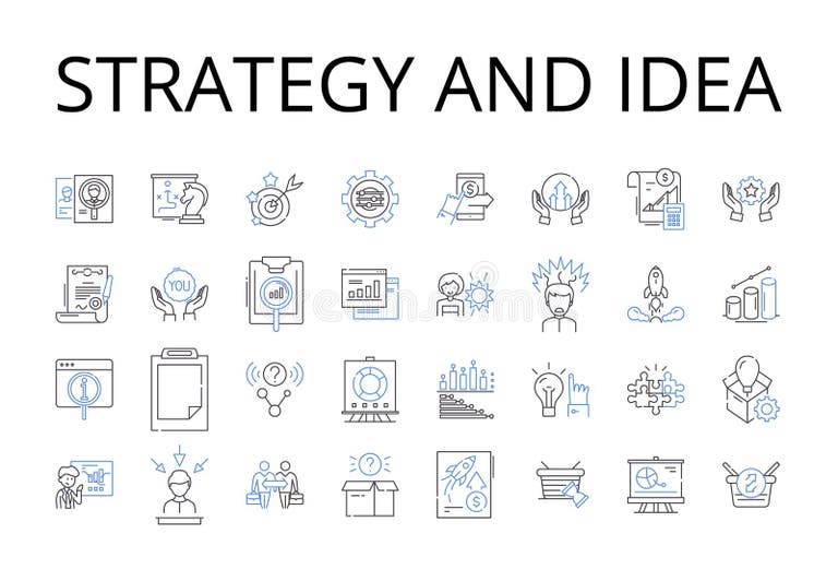 Strategy and Idea Line Icons Collection. Purpose and Objective, Vision ...