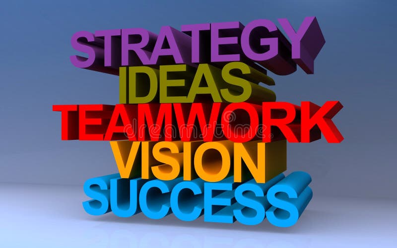 Strategy Ideas Teamwork Vision Success on Blue Stock Image - Image of ...