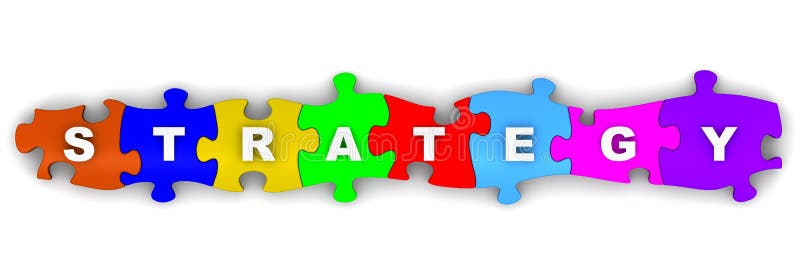 Strategy. Labeled puzzles stock illustration. Illustration of puzzle ...