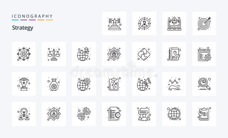 25 Strategy Line icon pack stock vector. Illustration of finance ...