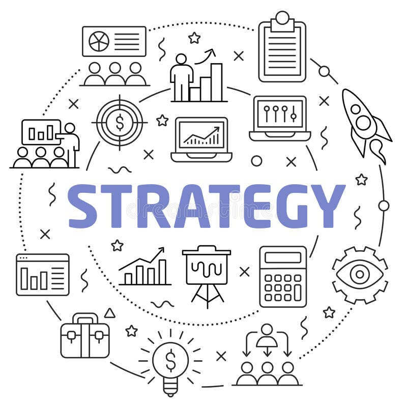 Strategy Linear Illustration Slide for the Presentation Stock Vector ...