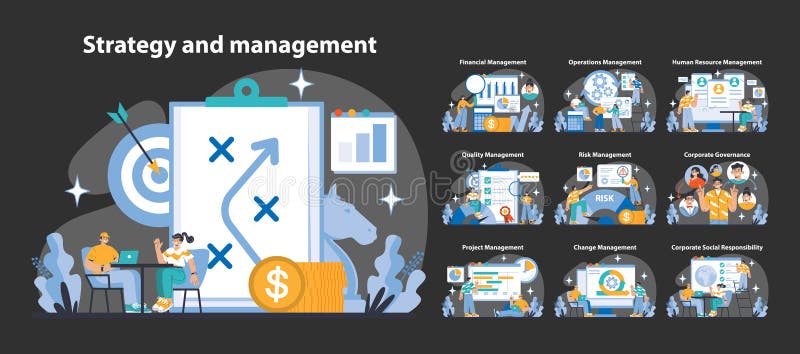 Strategy and Management Concept. Flat Vector Illustration. Stock Vector ...
