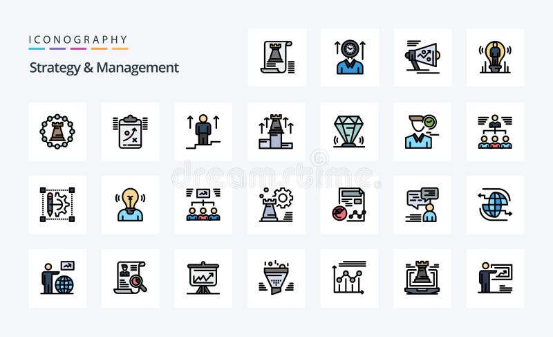 25 Strategy and Management Line Filled Style Icon Pack Stock Vector ...
