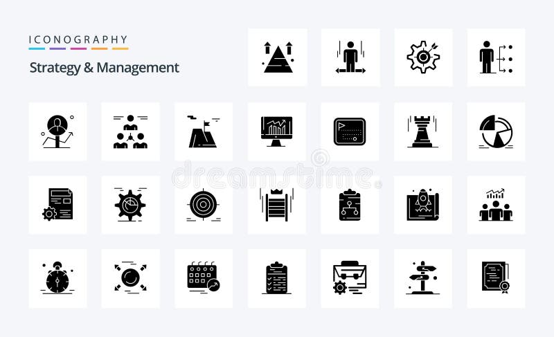 25 Strategy and Management Solid Glyph Icon Pack Stock Vector ...