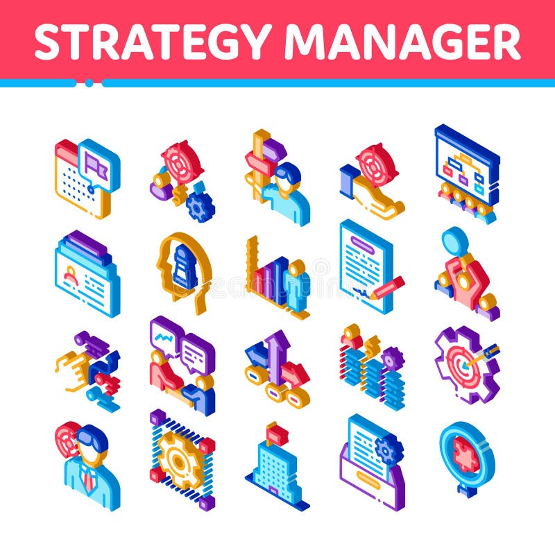 Strategy Manager Job Isometric Icons Set Vector Stock Vector ...
