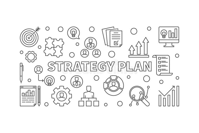 Strategy Plan Vector Circular Illustration in Outline Style Stock ...